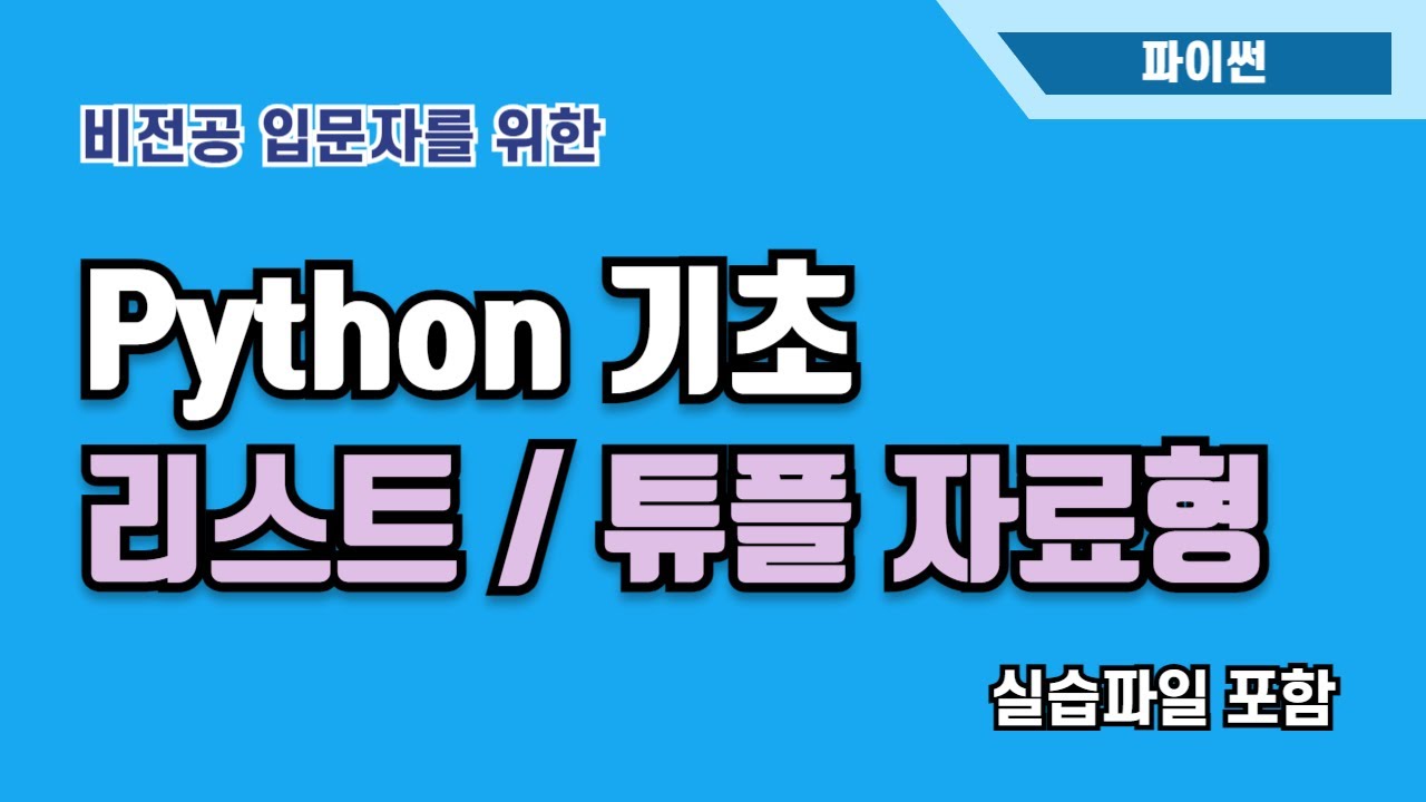 입문자를 위한 파이썬 기초 리스트 튜플 자료형 Jupyter Lab Python Youtube