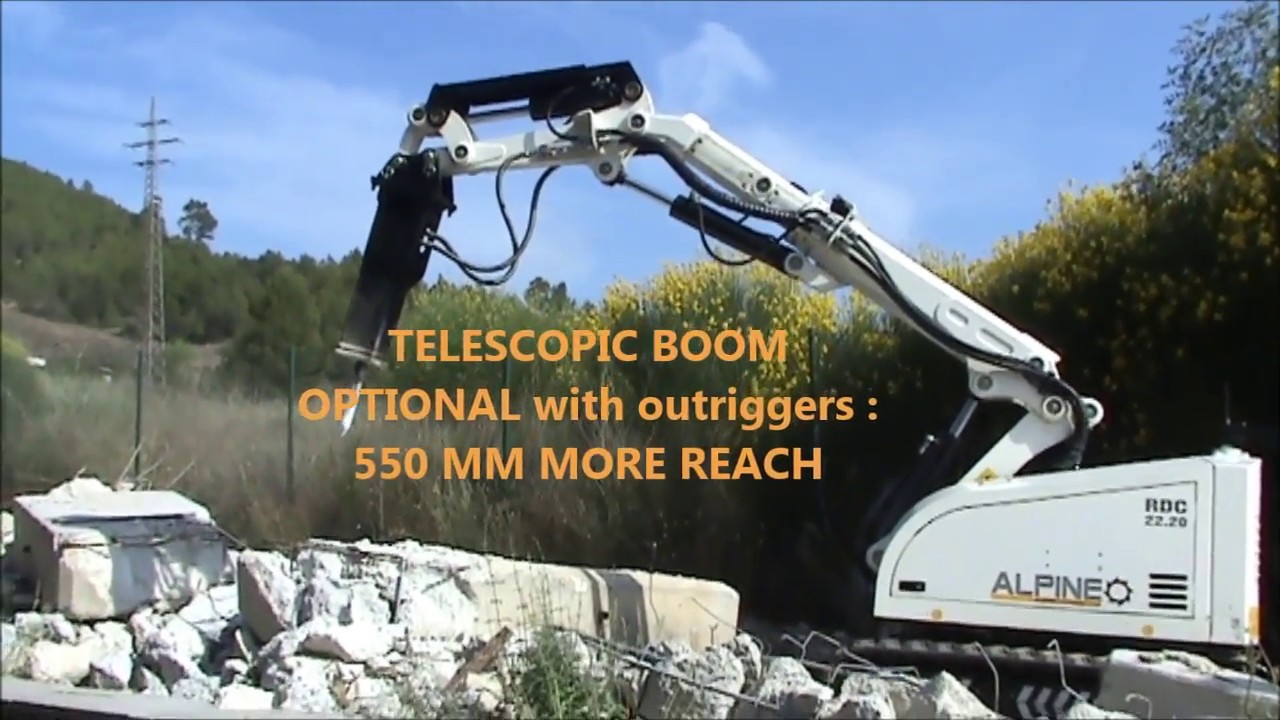 Alpine RDC Demolition Robot using crusher, hammer, and bucket - YouTube