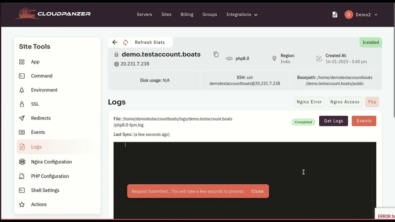 How to check php logs site through Cloudpanzer? - YouTube