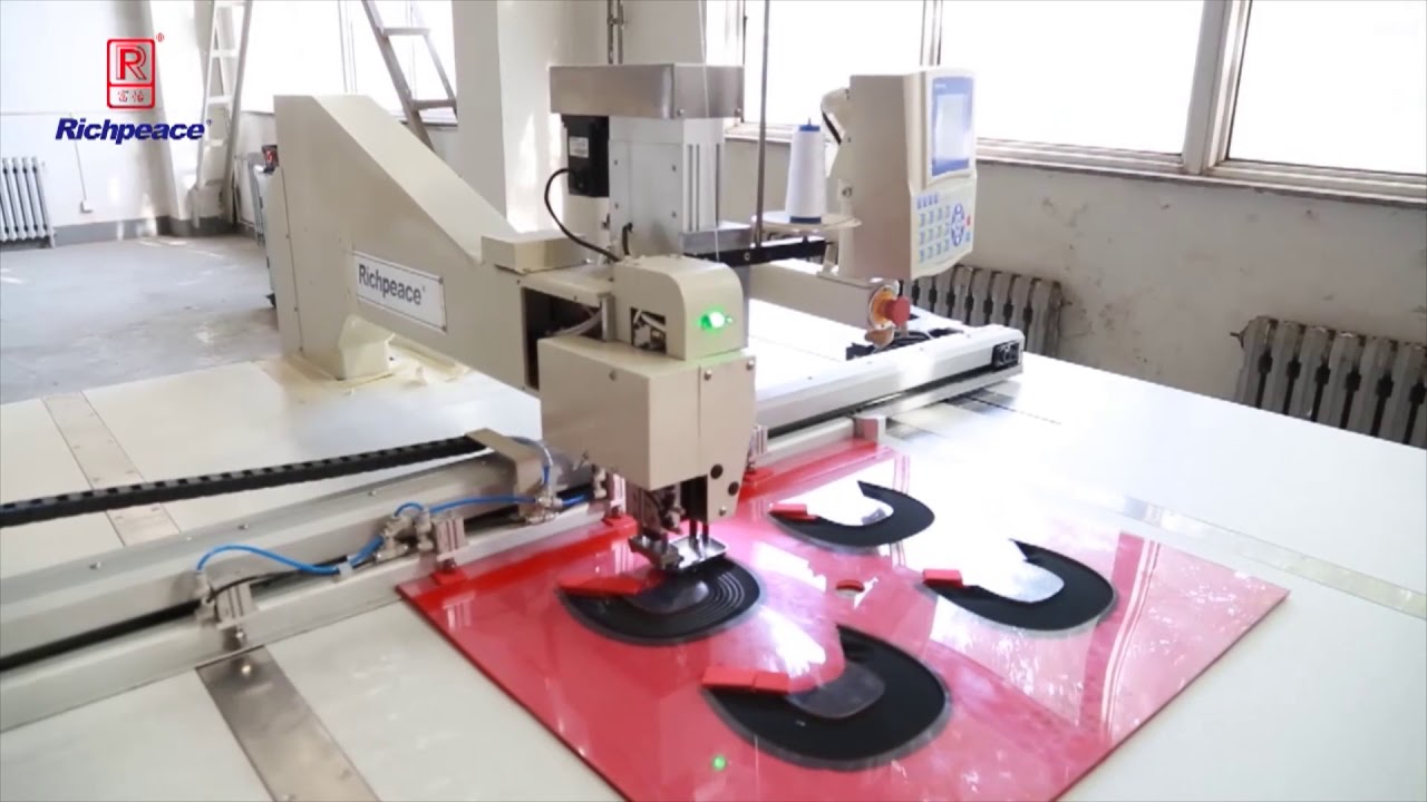 Cap brim sewing by Auto lifting head sewing machine - YouTube