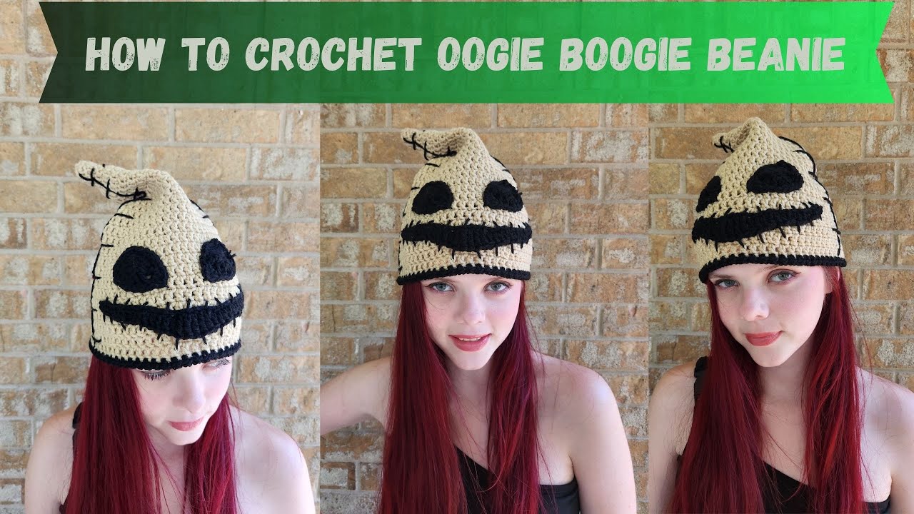 How To Crochet an Oogie Boogie Inspired Beanie, For the eyes Start with ...