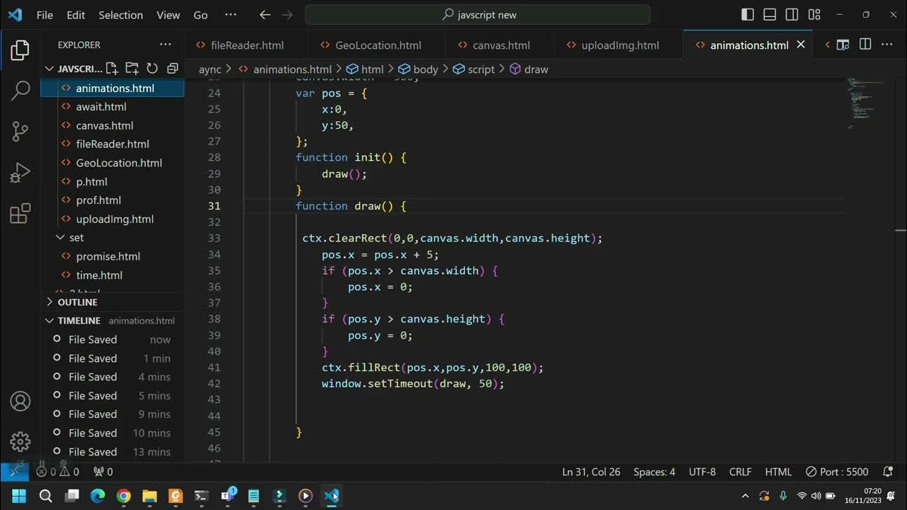 Javascript Lesson 28 - Canvas Episode 2 , Animations. - YouTube