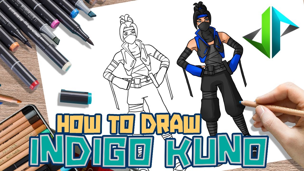 [DRAWPEDIA] HOW TO DRAW *NEW* INDIGO KUNO SKIN from FORTNITE - STEP BY ...