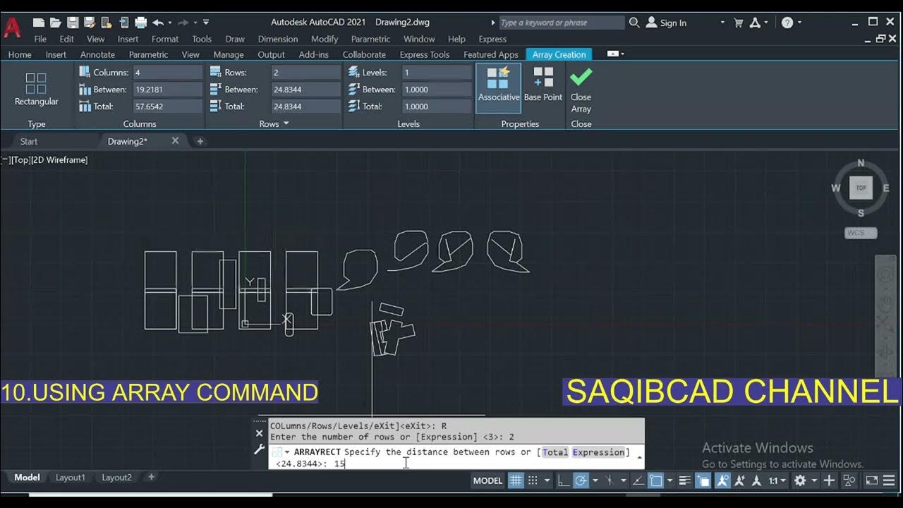 How to Use Rectangle Array command in AutoCAD 2021 - YouTube