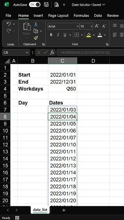 How to create a dynamic list of workdays in Excel - YouTube