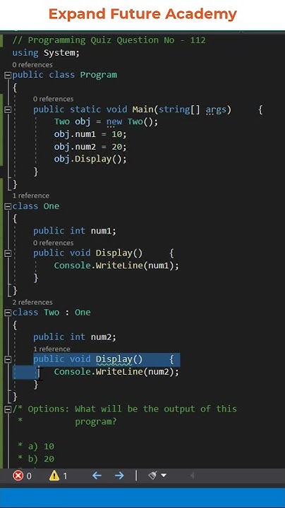 Programming Quiz Questions - Q112 - Expand Future Academy #Shorts #CSharp #Dotnet - YouTube