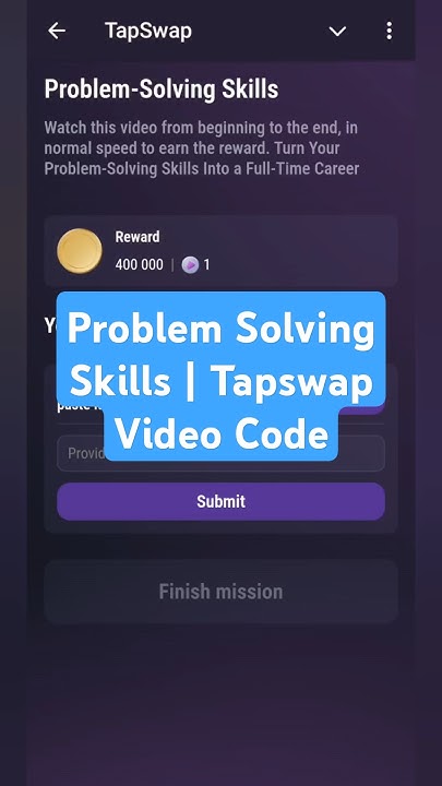 Problem Solving Skills | Tapswap Video Code - YouTube