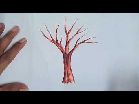 shading a tree trunk/ a dry tree, with water colours / learn step by ...