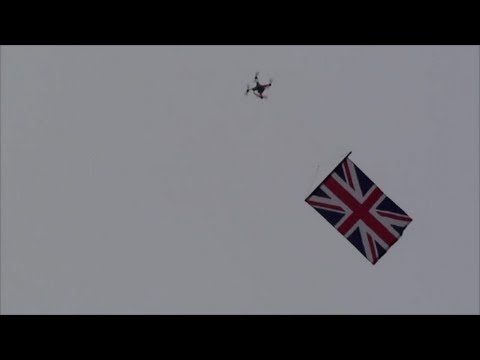 Dji Phantom lifting Union Jack flag. - YouTube