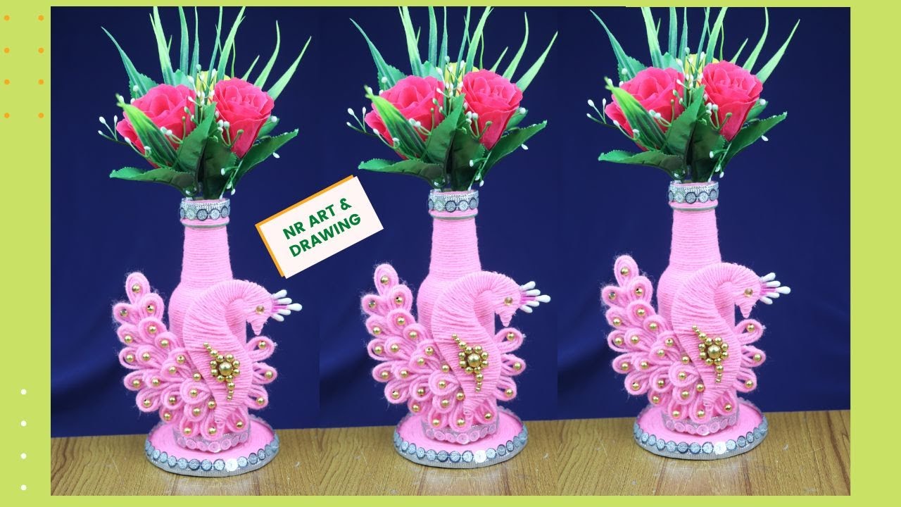DIY Beautiful Flower Vase Making - Plastic Bottle Craft - Woolen Craft ...