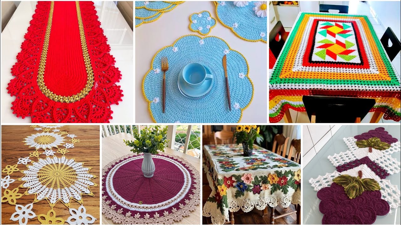 Handmade crochet table runner,Floral table runner , Crochet doily ...