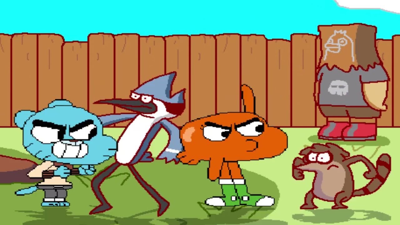 Gumball & Rigby VS Darwin & Mordecai | Amazing Fight | FUNNY GAMING ...