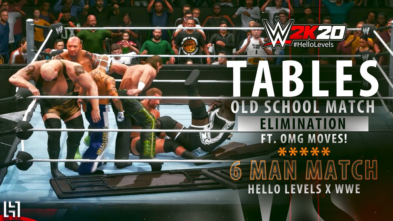 WWE 2K20 6 Man Tables Elimination Match Gameplay - YouTube