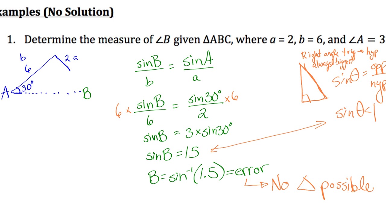 Unit 7 Video 4 - Sine Law: Ambiguous Case - YouTube
