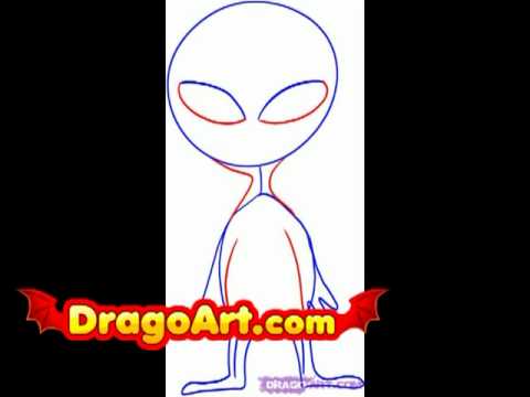 How to draw a cartoon alien, step by step - YouTube