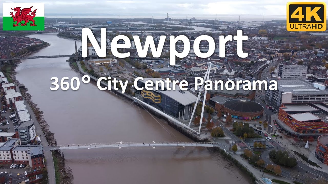 Newport - City Centre Panorama | Wales | UK - 4k 360° - YouTube