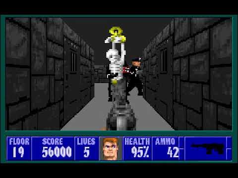 Wolfenstein 3D: Castle Totenkopf (DOSBox v1.3) | (100% Walkthrough) | - Floor 19. - YouTube