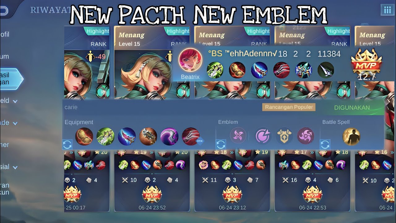 NEW PATCH NEW EMBLEM & BUILD BETRIX !!! MANIAC!! KDA-18-2-2 - YouTube