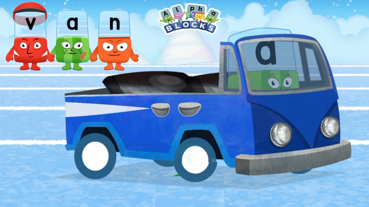 ALPHA BLOCKS FUN RUN : SPELLING WORD VAN & HAT | LEARN A I U E O ...