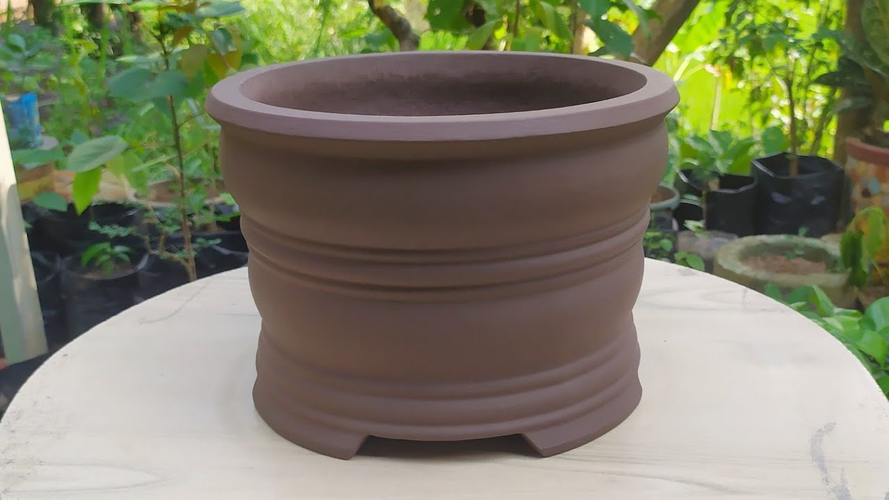 How to make a beautiful plant pot from cement and mill - YouTube