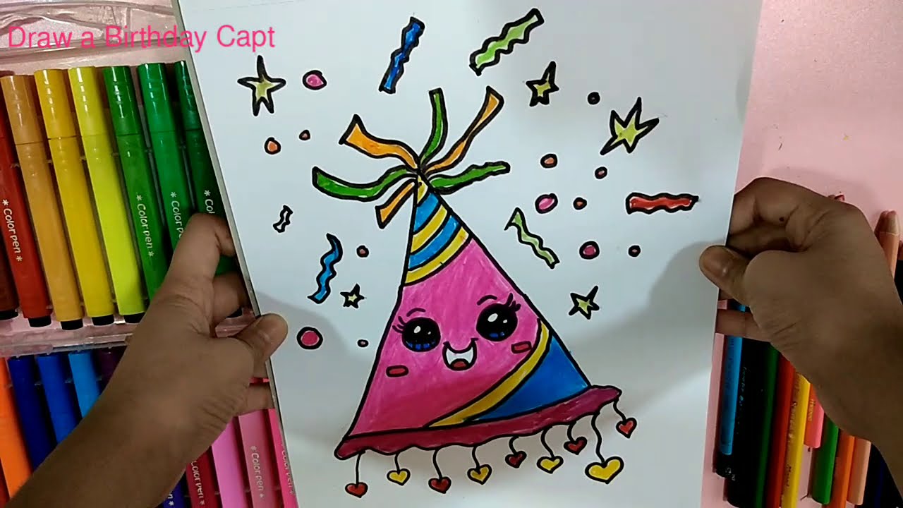 how to Draw a Birthday cap - YouTube