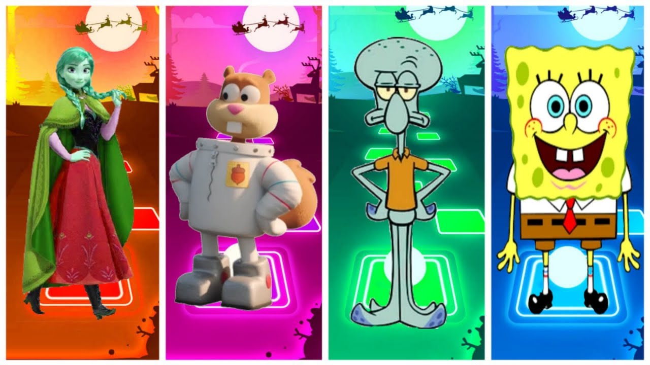 Frozen - Sandy Cheeks - Squidward - SpongeBob | Tiles Hop EDM rush ...