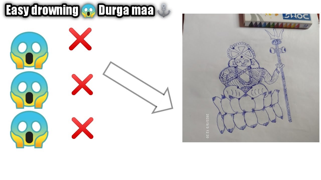 Maa Durga Devi drowning from 2 * 6 dots step by step // Maa Durga ...