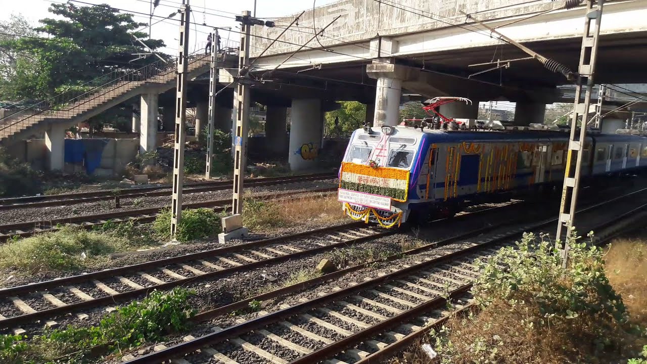 Trans-Harbour Inaugural AC Local Arriving Turbhe. - YouTube