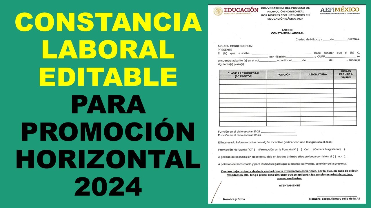 Soy Docente: CONSTANCIA LABORAL EDITABLE PARA PROMOCIÓN HORIZONTAL 2024 - YouTube