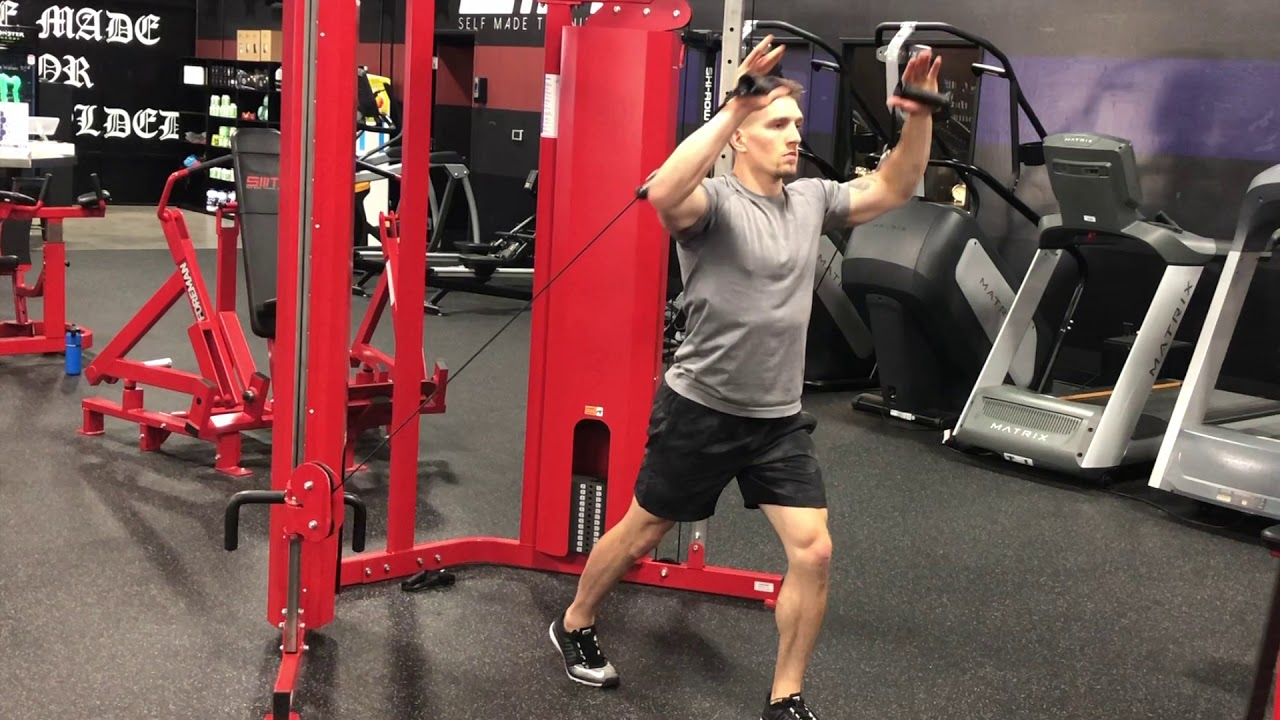 Standing cable incline chest press - YouTube