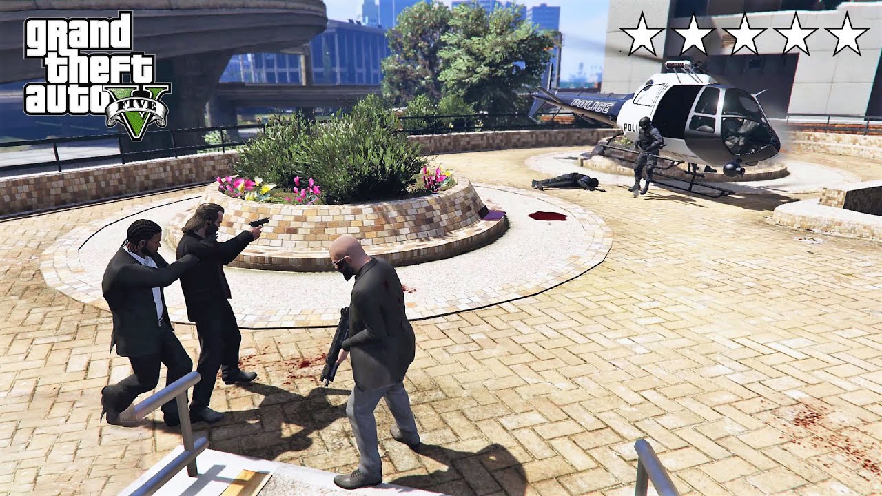 GTA 5 - Franklin, Michael and Trevor's Five Star Escape From AUGURY ...