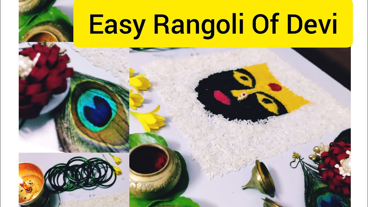 simple and easy rangoli of devi - YouTube