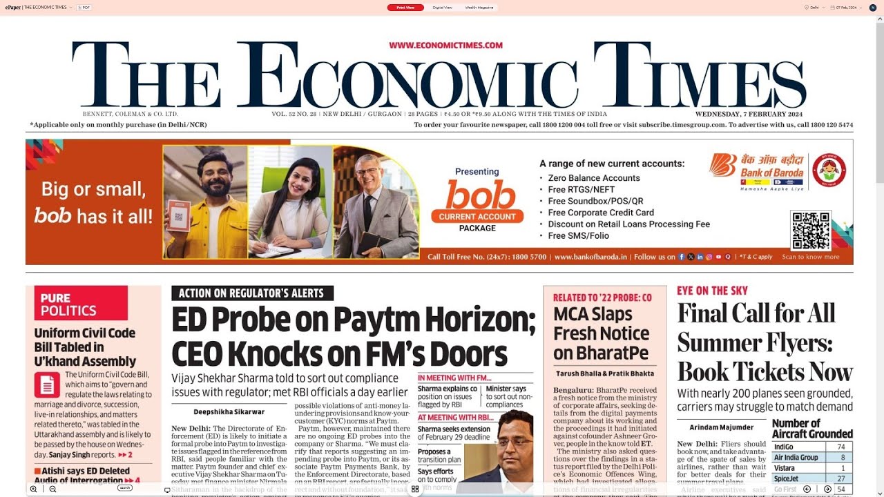 7 February 2024 | The Economic Times Newspaper | Daily Business News ...