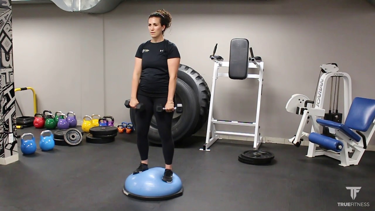 BOSU Standing DB Front Raises - YouTube