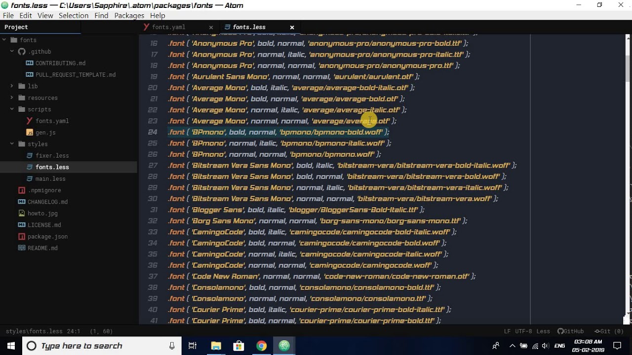 Changing Atom Text Editor Font Using External Downloaded .ttf Font File ...