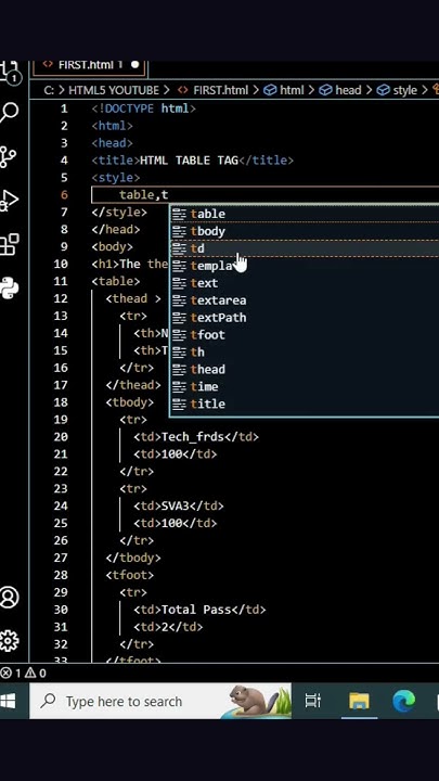 HTML TABLE TAG - YouTube