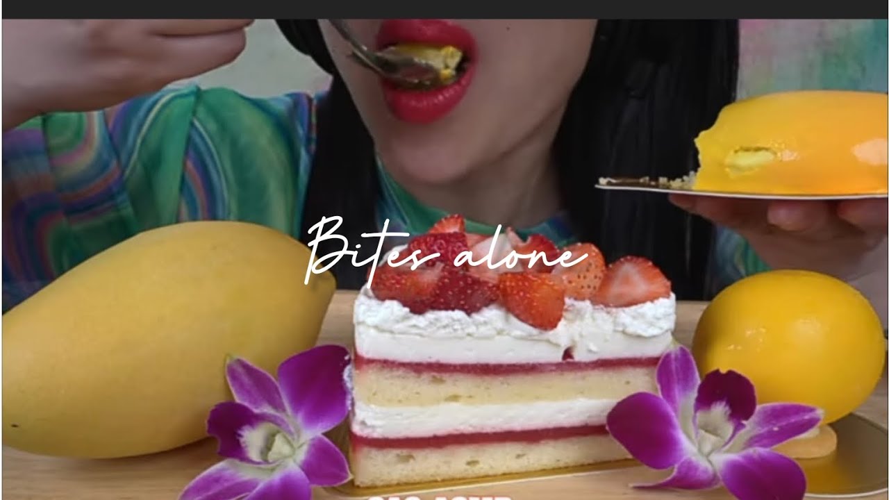 sas asmr fresh fruits mousse cake (bites alone) - YouTube