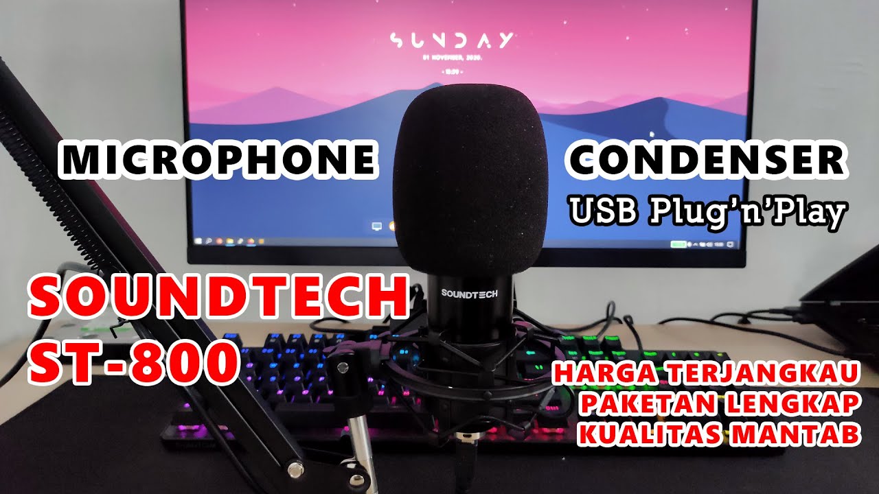 MICROPHONE USB CONDENSER HARGA TERJANGKAU & PLUG N PLAY - SOUNDTECH ST ...