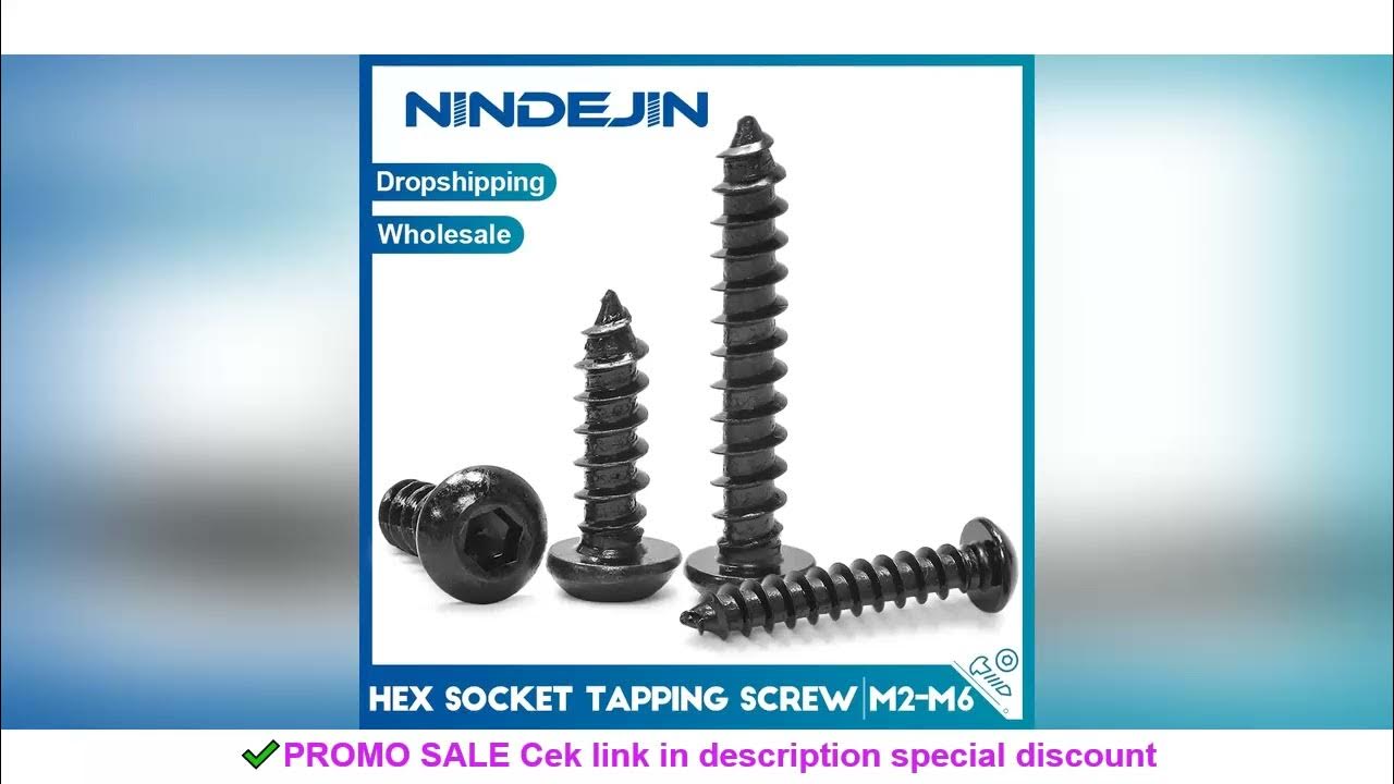 NINDEJIN 10-100pcs Round Button Head Hex Self Tapping Screw M2 M2.5 M3 M3.5 M4 M5 M6 Carbon ...