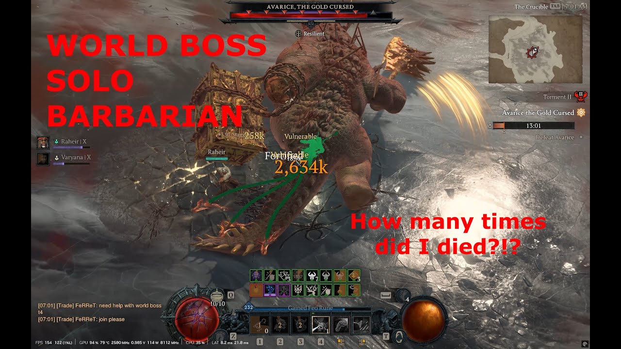 World Boss solo Bash- Cleave Barbarian Diablo 4 - YouTube