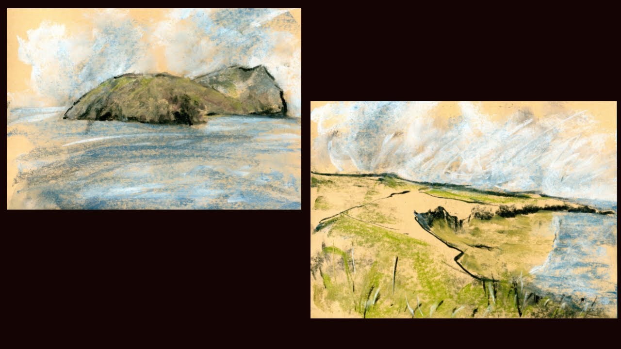 Charcoal Landscape Drawing and making a zine - YouTube