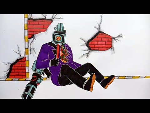 How To Draw Big Cameraman | Big Cameraman Down drawing - YouTube