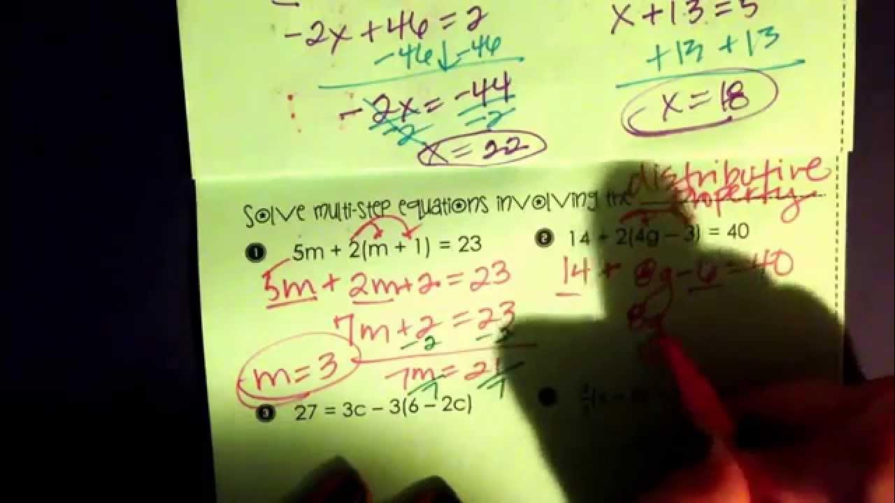 Solving Equations Foldable - Part 2 - Multi Step Equations - YouTube