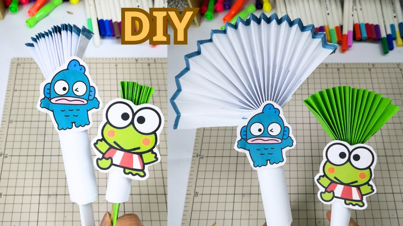 DIY tutorial for creating a paper fan featuring the Sanrio characters # ...