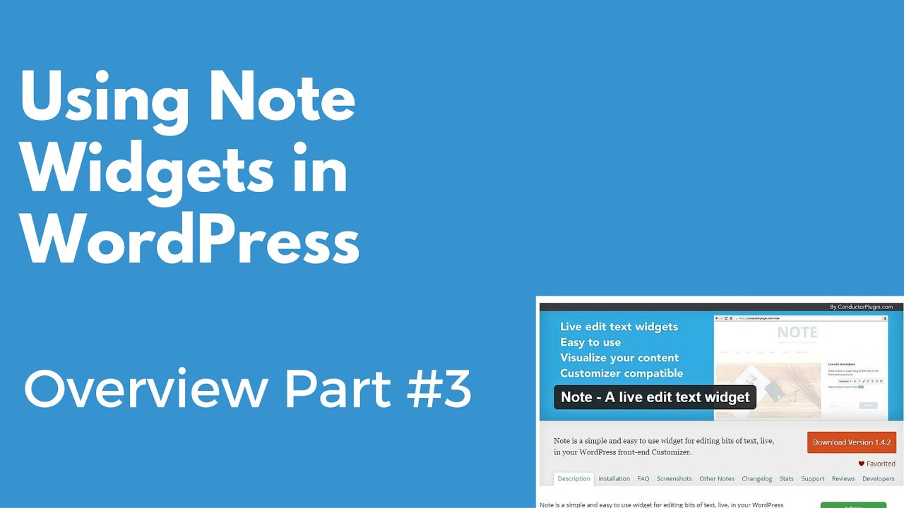 Using the Note WordPress plugin widgets on your website - YouTube