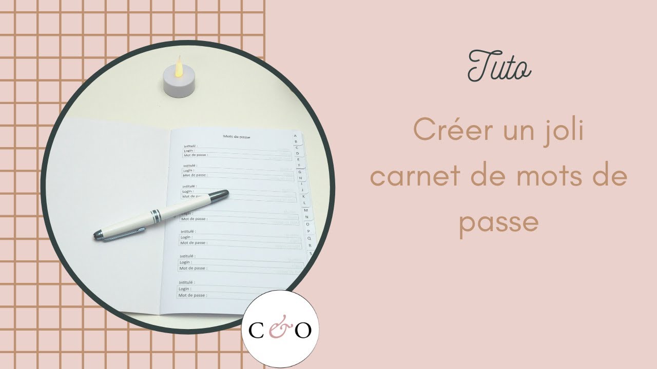 Tuto : créer un joli carnet pour mots de passe - YouTube
