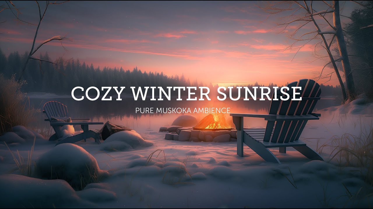 Pure Muskoka Ambience: Snowy Sunrise Campfire with Relaxing Lo-Fi - YouTube