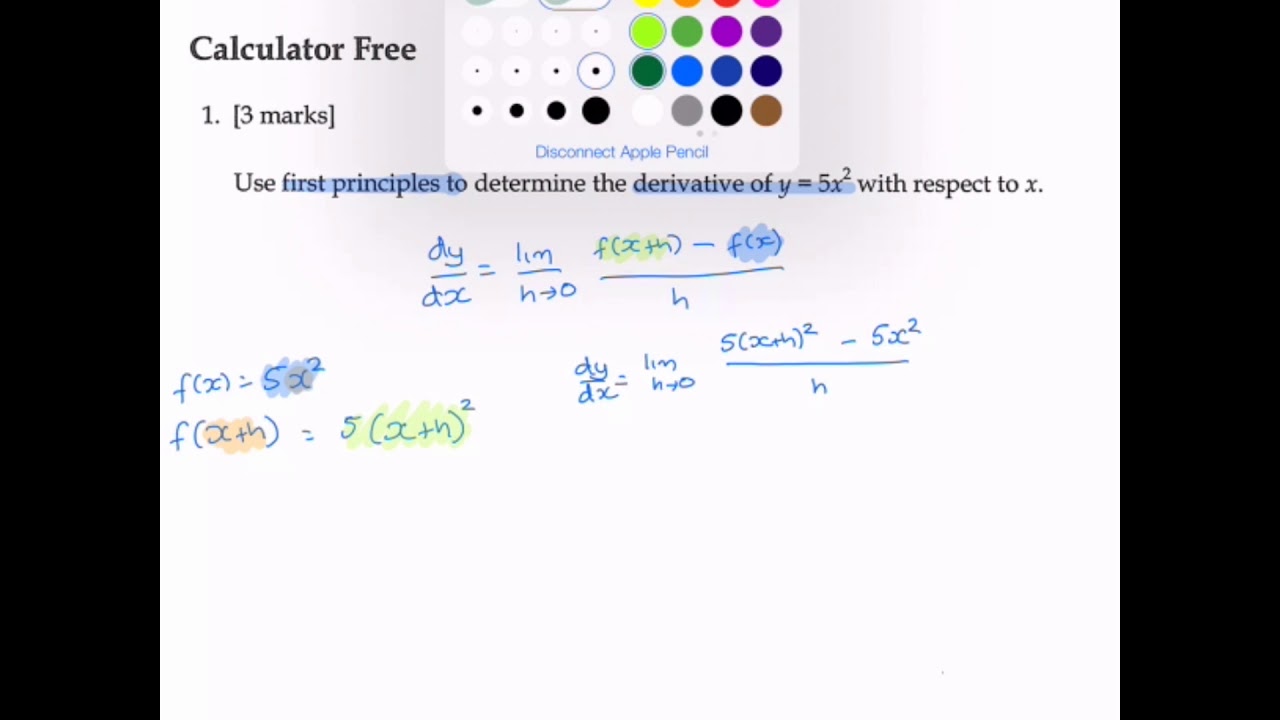 Differentiate by first principles Question 1 - YouTube