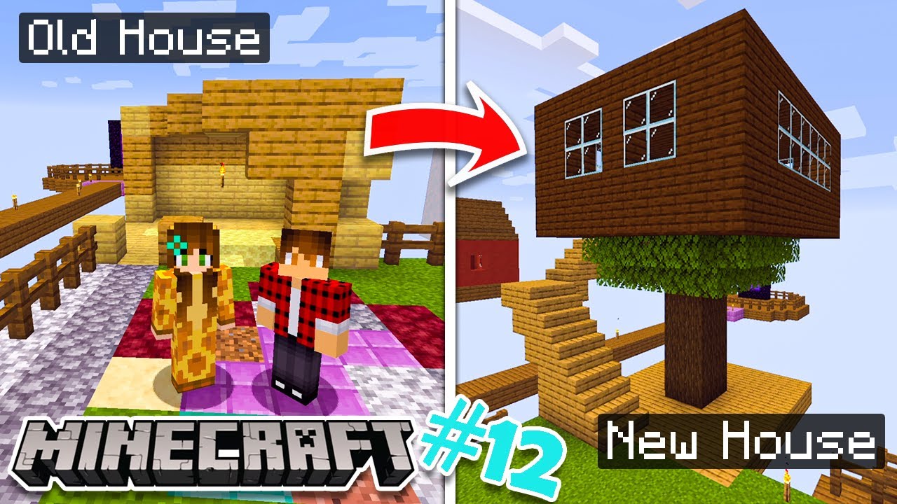 MAKING AN EPIC TREEHOUSE FOR OUR VILLAGERS | Minecraft One Block Ep. 12 ...