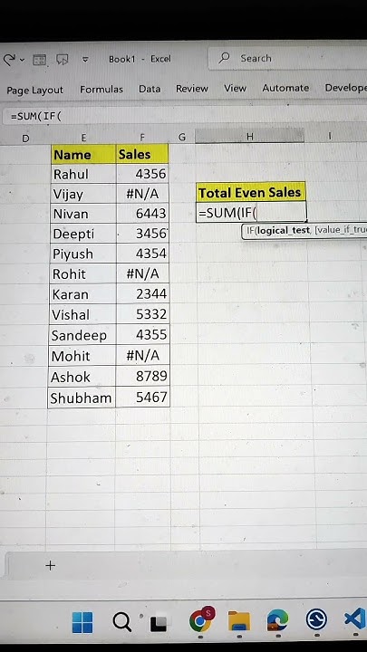 Find Total Sales Of Even Numbers 💯 | Excel Tricks #shorts #learning #study #tutorials #bytetech ...